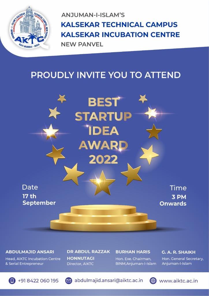 Best Startup Idea Award - Kalsekar Technical Campus